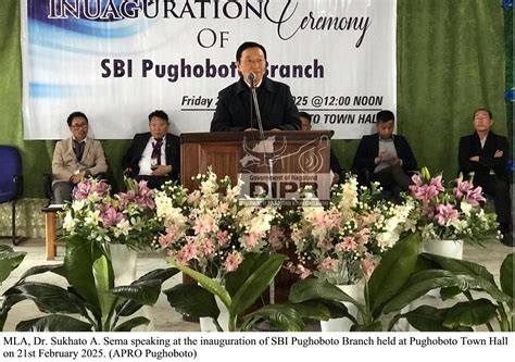 Sbi Opens 1st Branch In Pughoboto Nagaland Tribunenagaland Tribune