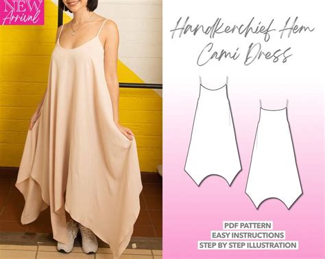 Dress Sewing Pattern Handkerchief Hem Cami Dress Pdf Pattern Women