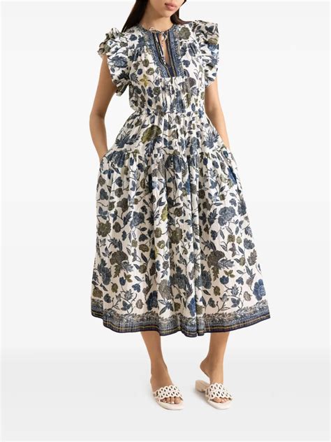 Ulla Johnson Kairi Flutter Sleeve Midi Dress White Farfetch Ca