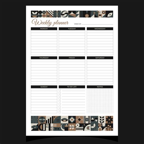 Weekly Planner Geometric Weekly Planner Printable Template With