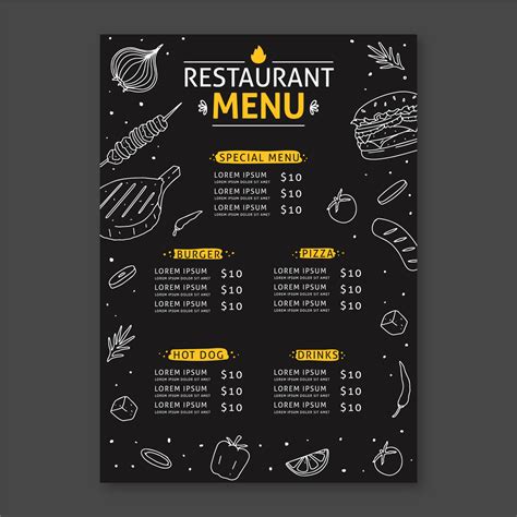 Diseño De Plantilla De Menú De Restaurante Vector Premium