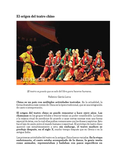 Orígenes Del Teatro Chino Pdf Teatro China