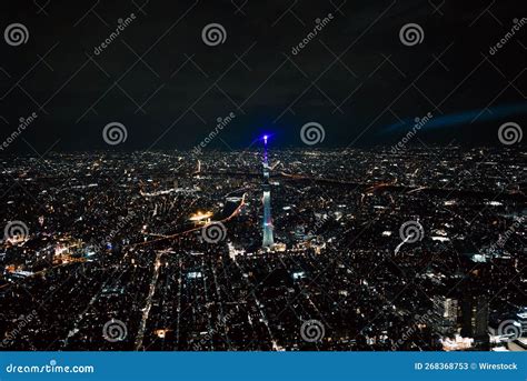 Aerial View Of The Tokyo Skytree And Cityscape At Night Stock Image
