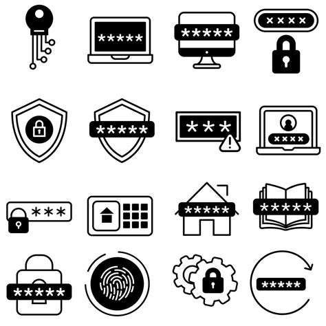 Password Icon Vector Set Protection Illustration Sign Collection Security Symbol Or Logo