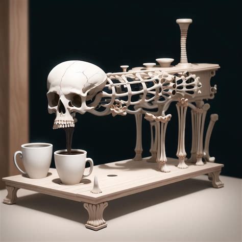 Premium Ai Image A Skeleton Coffe Machine