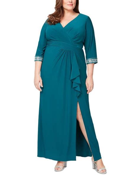 Alex Evenings Plus Matte Jersey Embellished Evening Dress In Blue Lyst