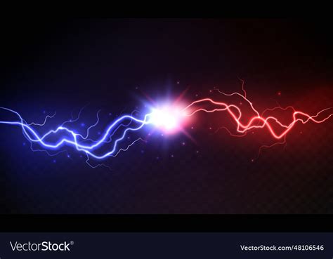 Lightning Collision Powerful Colored Lightnings Vector Image