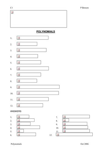 Polynomials Teaching Resources