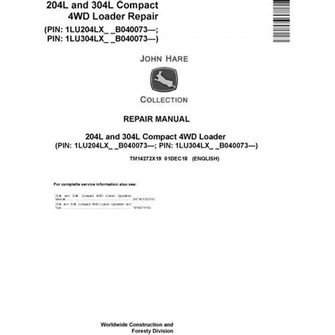 John Deere 204l And 304l Repair Manual Tm14272x19 Pdf Download Manuals