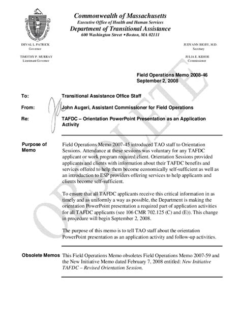 Fillable Online Tafdc Orientation Powerpoint Presentation As An