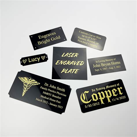 Engraved Brass Plate Gloss Black Plaque Engraving Customized Memorial