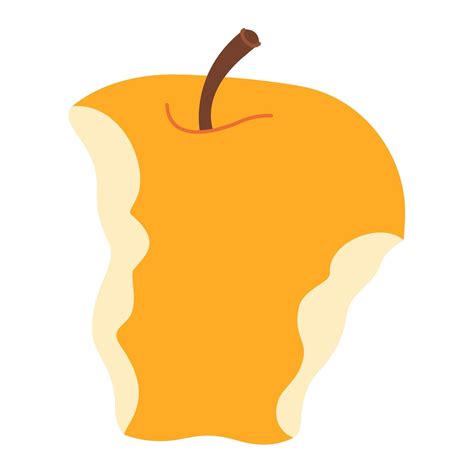 Yellow Juicy Bitten Apple Apple Eaten Cartoon Image Art Hand Drawn