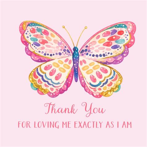 Thank You For Loving Me Butterfly Illustrated Mothers Day Card