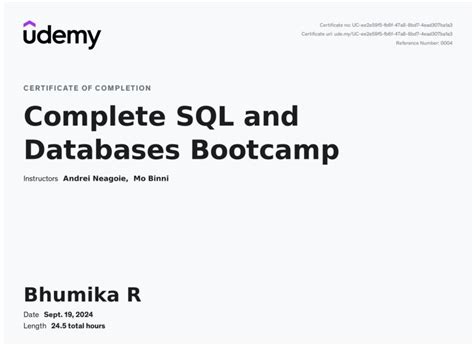 Bhumika R On Linkedin Databases Sql Udemy Techskills Fullstackdevelopment