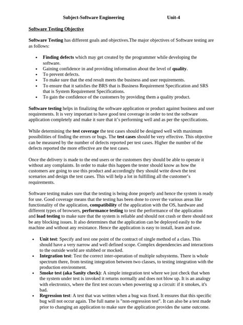 Unit 4 Software Engineering Pdf Software Testing Software