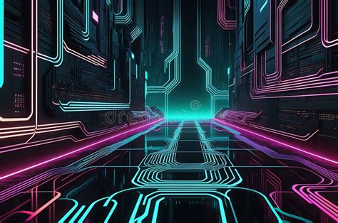 Abstract Circuit Design Emerging In The Digital Expanse Of Cyberspace Intricate Pathways And