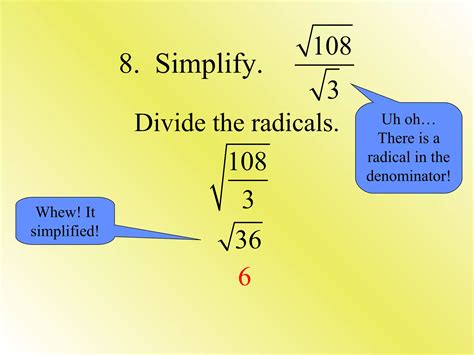 Simplify Radicals Ppt