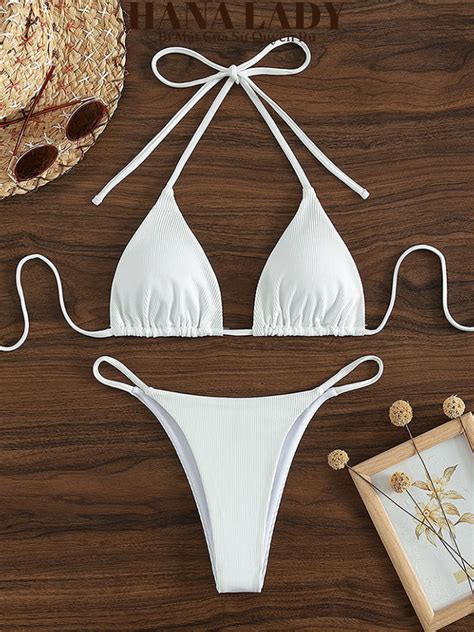 Bikini Đi Biển Cho Nữ Đồ Tắm Đồ Bơi Gân Trơn 2 Mảnh Sexy Nhiều Màu