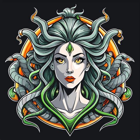 Mitologia Grega Medusa Desenhado à Mão Personagem De Desenho Animado