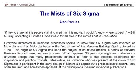 The Mists Of Six Sigma Guy W Wallace