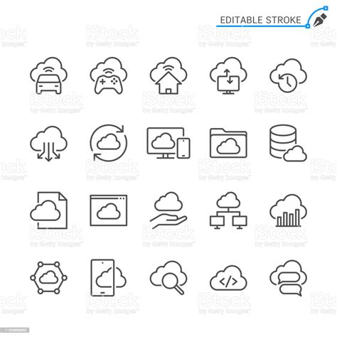 클라우드 컴퓨팅 라인 아이콘입니다 편집 가능한 스트로크입니다 픽셀 완벽 아이콘에 대한 스톡 벡터 아트 및 기타 이미지 아이콘 클라우드 컴퓨팅 차 Istock