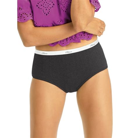 Hanes Womens Ribbed Cotton Brief Underwear 6 Pack