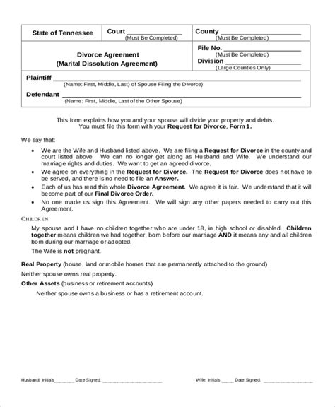 Free 7 Sample Divorce Forms In Ms Word Pdf