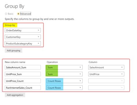 Power Bi Aggregations Step 3 Configure Aggregation Functions And Test