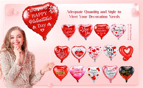 Syhood 60 Pcs Valentine‘s Day Balloon Set Heart Assorted