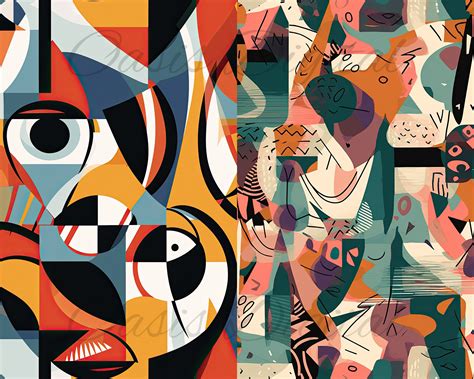 Picasso Inspired Digital Texture Pack Expressive Seamless Backgrounds
