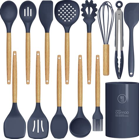 Kitchen Utensils Set 12 Pieces Silicone With Wooden