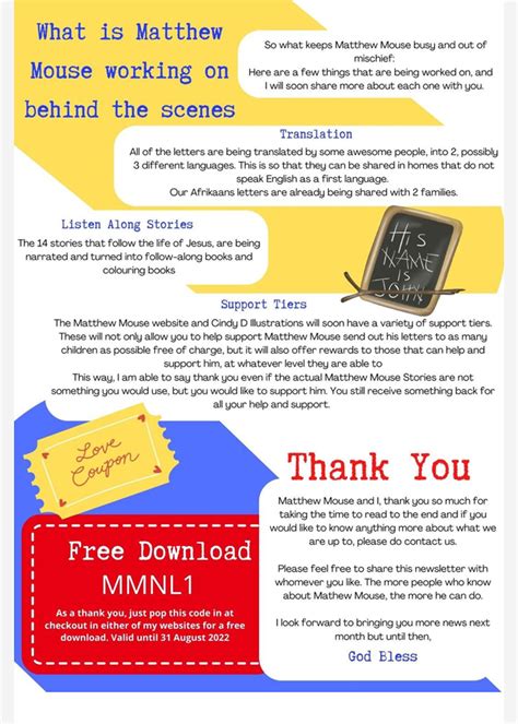 Matthew Mouse Newletter