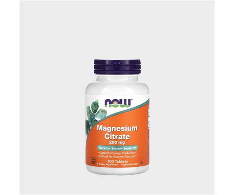 Now Foods Magnesium Citrate 200mg 100 Comprimés