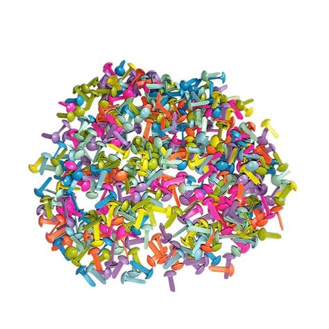 Showeroro 100 Pcs Mini Brads Assorted Color Paper Brads Fastener Crafts