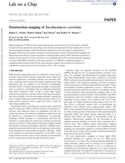 Pdf Denaturation Mapping Of Saccharomyces Cerevisiae Dokumentips