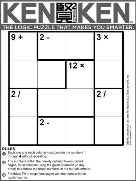 Free Kenken Puzzles Printable Fun And Easy Printables For Everyone