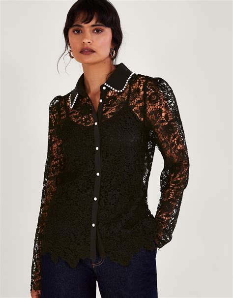 Rose Lace Blouse Black Blouses And Shirts Monsoon Uk