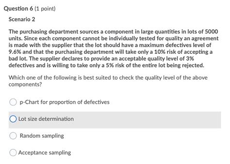 Solved Question 6 1 Point Scenario 2 The Purchasing