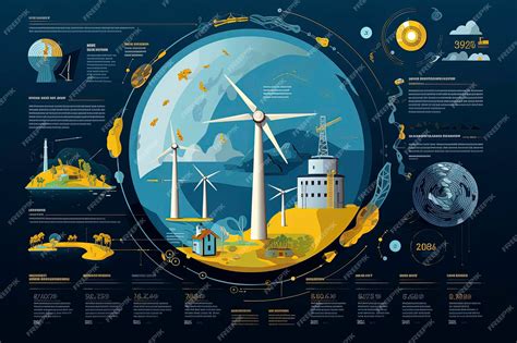 재생 가능 에너지 풍력 청정 에너지 재활용 환경 개념을 나타내는 생성적 Ai 벡터 그래픽 그림 프리미엄 사진