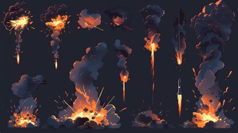 Un Efecto De Explosión Creado Por Bombas De Dinamita O Armas Atómicas Hoja De Sprite De