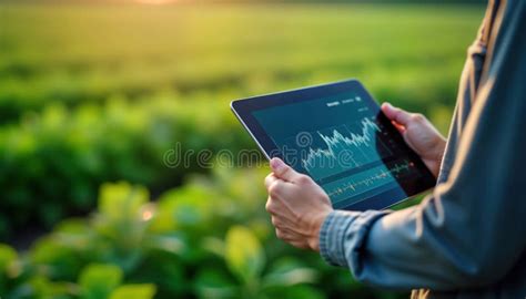 Person Uses Tablet To Monitor Crop Growth Data In Field Tech Driven