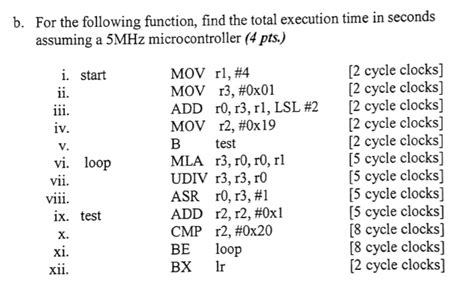 Solved For The Following Function Find The Total Execution