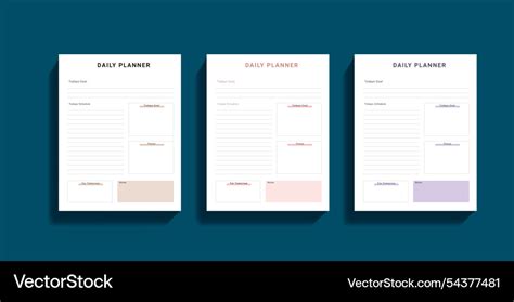 Daily Planner Template Layout Design Royalty Free Vector