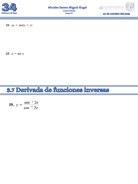 37 Derivada De Funciones Inversas Pdf