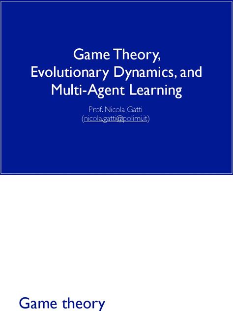 06 mas multiagent learning 5 pdf game theory mathematical economics