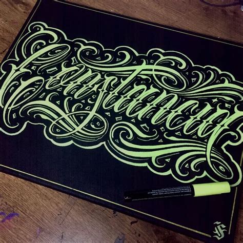 Happy Cursive Writing Poster Tattoo Style