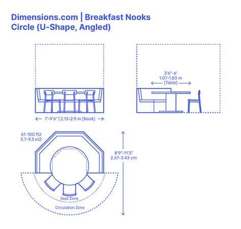 Breakfast Nook Rectangle Straight Dimensions And Drawings