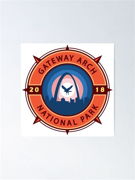 Gateway Arch National Park Retro Compass Emblem Poster For Sale By