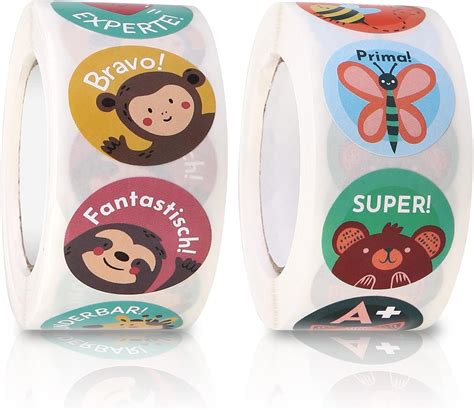 Vegena Motivationsaufkleber Für Kinder 1000 Stück Selbstklebende Tier