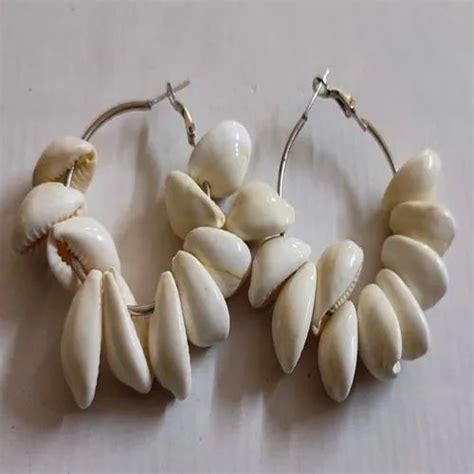 Handmade White Sea Shell Loop Earrings At ₹ 30pair Handmade Shell